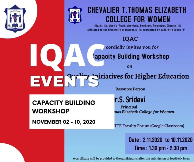 IQAC - Capacity Building Workshop on Quality Initiatives for Higher ...